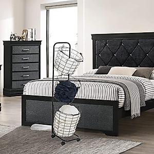 Ganggend 3-Tier Laundry Basket with Lockable Wheels, Wire Laundry Hamper with Rubber Handle Laundry Cart Storage Rolling Hamper for Organizing Clothes