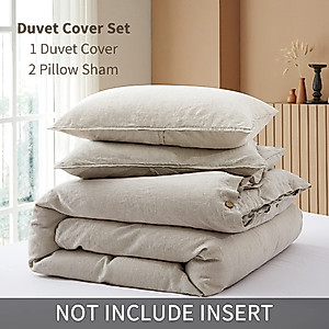 ATLINIA Bedding Duvet Cover Set Linen - 100% French Flax Washed Bed Sets Farmhouse Comforter Cover Set (1 Duvet Cover and 2 Pillow Shams) King Size Natural