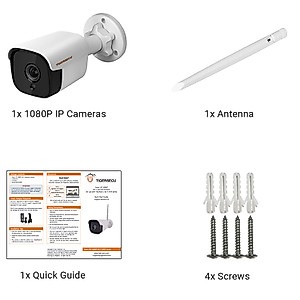 TIGERSECU Add-On Camera for use only 1080P WiFi NVR Security System, Weatherproof, AI Human Detection (Power Supply Sold Separately)