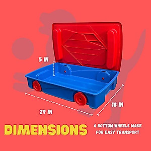 Back Bay Play Under Bed Storage Toy Organizer bin & Kids Sandbox with Cover, Toy Storage Sensory Toys for Toddlers 1-3 and up (Blue)