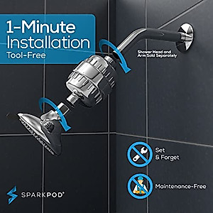 SparkPod High Output Shower Filter Capsule - Suitable for People with Sensitive and Dry Skin and Scalp, Filters Chlorine and Impurities | 1-min install (Luxury Polished Chrome)