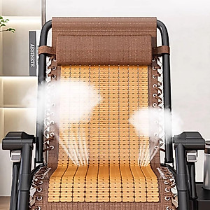 Zero Gravity Reclining Chair Folding Sun Lounge Chair Bamboo with Adjustable Backrest and Pillow & Cup Holder, Outdoor Portable Leisure Deck Chair for Garden Patio Backyard Beach