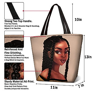 Womens Girls African American Tote Travel Bag Black Girl Shoulder Handbag For Work Travel Business Beach Shopping School