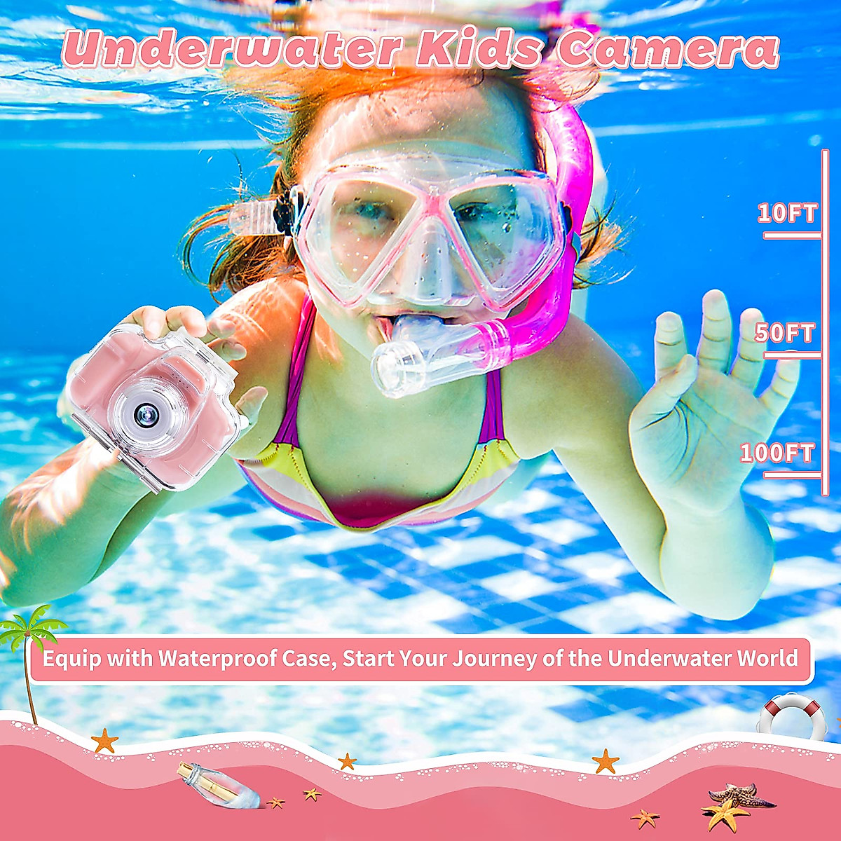 FKATEEN Kids Camera Underwater Waterproof Digital Camera for Kids 2 Inch IPS Screen 1080P HD Kids Video Action Camera for 3 4 5 6 7 8 9 10 Year Old Girls Boys Thanksgiving Christmas Birthday Gift