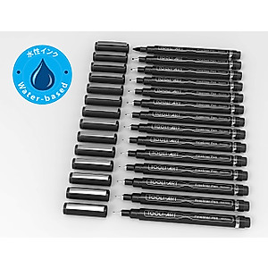 Micro-Line 14 Pens With Case, Fineliner, Multiliner, Archival Ink, Waterproof, Journaling, Illustration, Architecture, Technical Drawing, Outlining, Scrapbooking, Manga, Writing, Rock Painting Black