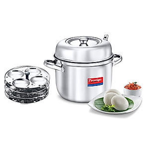 PRESTIGE Stainless Steel Classic 4 Plate Idli Cooker, Medium, Silver