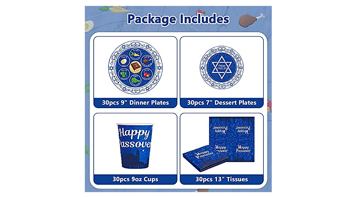 135 PCS Passover Decorations Set for 30 Guests