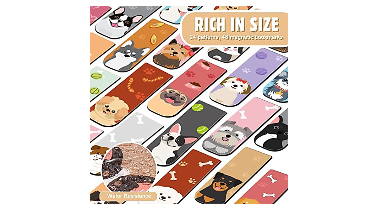 48 Cute Dog Magnetic Bookmarks - Page Markers for All Ages
