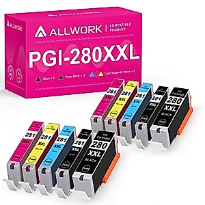 ALLWORK PGI-280XXL CLI-281XXL Compatible Ink Cartridges Replacement for Canon 280XXL 281XXL Ink Cartridge Works with Canon PIXMA TR7520 TR8520 TS6120 TS6220 TS8120 TS8220 TS9120 TS9520 TS6320