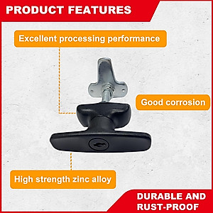 evan T Handle Latch Lock, Zinc Alloy T Handle Cabinet Lock with Keys, Truck Topper Lock, T Handle Latches for Cabinet, Truck, Camper Shell, Storage, Toolbox, Pickup, Garage, Trailer,3 Pack