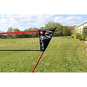 Zume Games Portable Badminton Set with Freestanding Base – Sets Up on Any Surface in Seconds – No Tools or Stakes Required,Red/Black/Green,1,OD0006W
