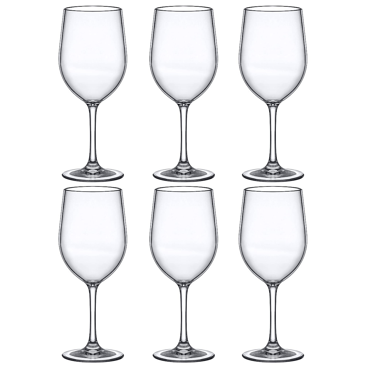 Amazing Abby - Clara - 12-Ounce Unbreakable Tritan Wine Glasses (Set of 6), Plastic Wine Glasses, Reusable, BPA-Free, Dishwasher-Safe, Perfect for Poolside, Outdoors, Camping, and More