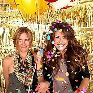 Twinkle Star 2 Pack Photo Booth Backdrop Metallic Tinsel Foil Fringe Curtains Environmental Background for Birthday Wedding Party Christmas Decorations (Gold)
