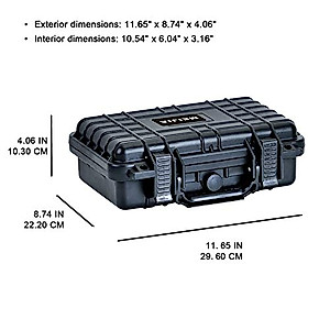MEIJIA Portable All Weather IP67 Waterproof Protective Hard Case, Small Camera Case,Dry Case with Customizable Foam,Fit Use of Drones, Camera,Equipments, 11.65 ”x8.35”x3.78”(Elegant Black)