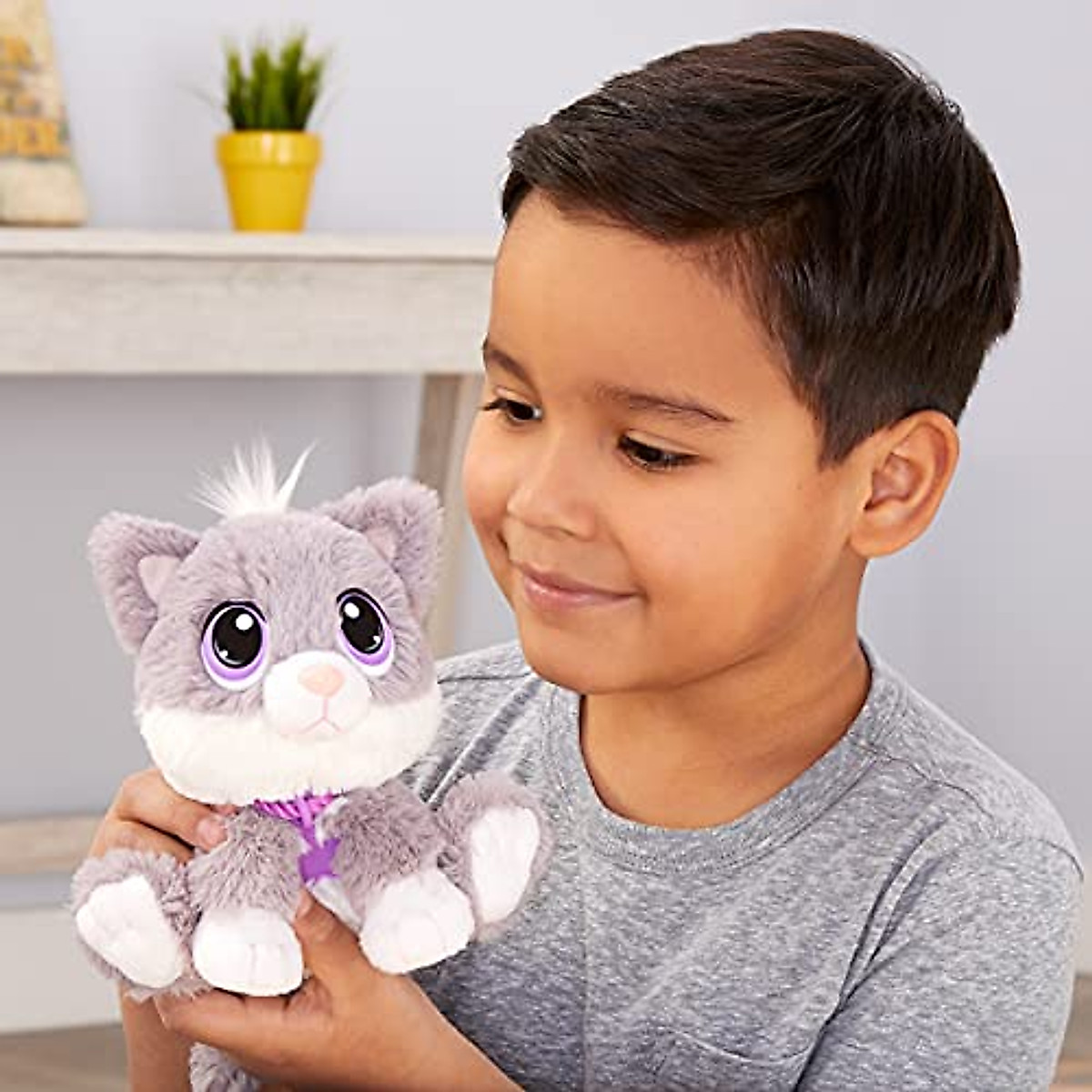 Little Tikes Rescue Tales Babies - Fluffy Kitten | Soft Cuddly Plush Pet Toy with Collar, Tag, Home, Stickers, Activities | Ages 3+