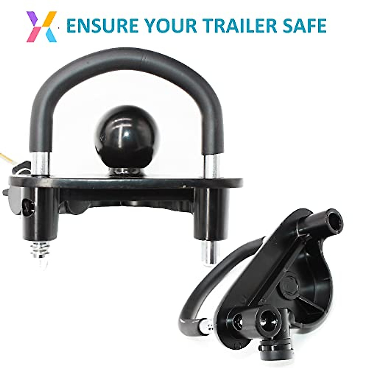 X-Haibei Trailer Coupler Lock fits 1 7/8, 2 and 2 5/16 inch Couplers, Universal Trailer Ball Hitch Locks, Heavy Duty Aluminum Body, Copper Lock Cylinder, Rustproof, Dust-Proof (Black)
