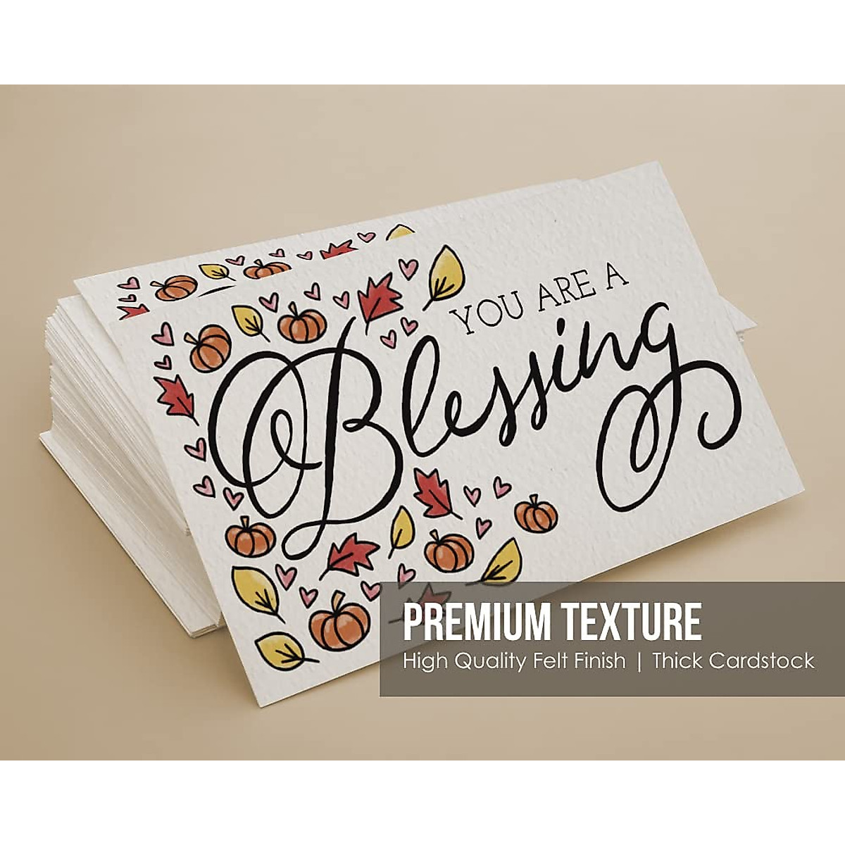 Fall Blessings Thanksgiving Table Place Cards - Set of 48 Place Cards for Table Settings - For Thanksgiving, Harvest Festivals, Fall Events