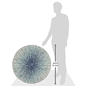 SAFAVIEH Evoke Collection 3' Round Royal / Ivory EVK228A Abstract Burst Non-Shedding Dining Room Entryway Foyer Living Room Bedroom Area Rug