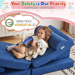 Erigiak 2024 Kids Couch Play Couch Large, Miss Fabric Modular Foam Couch Floor Sofa Soft Play Equipment for Kids, Convertible Sofa Couch and Kids Playhouse