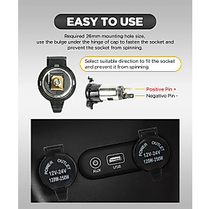 ESEWALAS Cigarette Lighter Socket,Car Cigarette Lighter Adapter,Waterproof and Dustproof plug socket with Extension Cable,Lighter Socket Power Outlet Socket Replacement