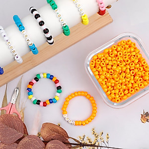 Auvoau 1000Pcs Pony Beads Bracelet 9mm Orange Plastic Barrel Pony Beads for Necklace,Hair Beads for Braids,Key Chain,Jewelry Making (Orange)