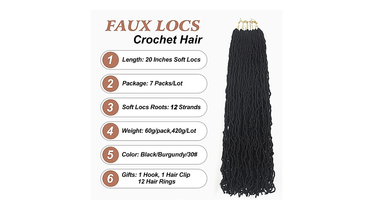 Faux Locs Crochet Hair 20 Inches for Black Women | Soft Locs Extensions