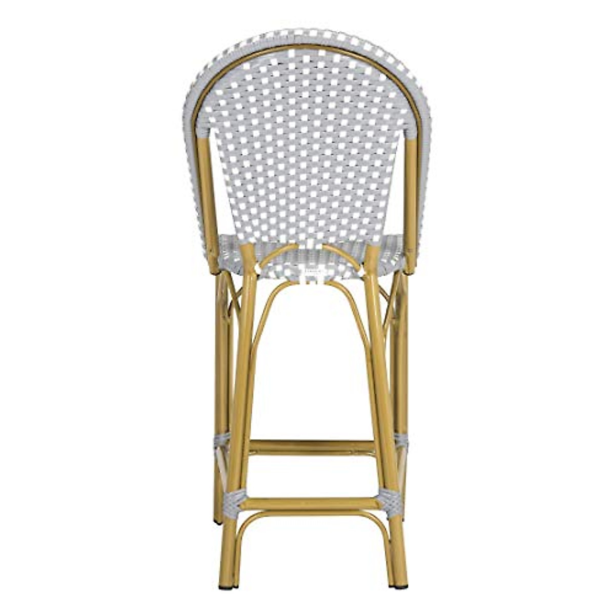 Safavieh PAT4019B Collection Gresley Grey and White Indoor/Outdoor Stacking French Bistro Counter Stool