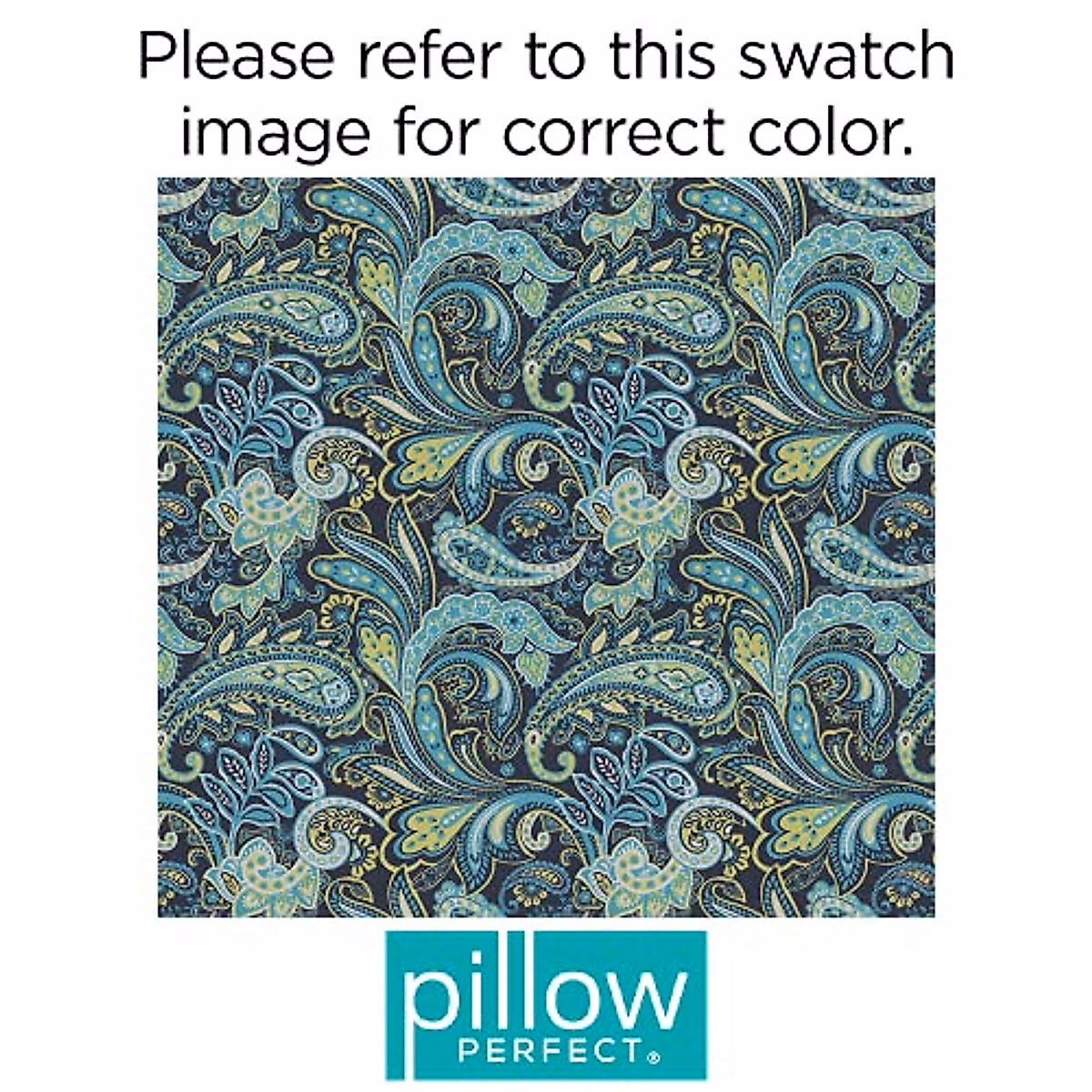 Pillow Perfect Paisley Indoor/Outdoor Sofa Setee Bench Swing Cushion with Ties, Tufted, Weather, and Fade Resistant, 18" x 56", Blue/Green Pretty,