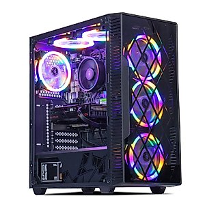 MXZ Gaming PC Desktop Computer, AMD Ryzen 5 4500, RX 6600 8GB, 16GB DDR4, NVME 500GB SSD, 6RGB Fans, Win 11 Pro Ready, Gamer Desktop Computer(R5 4500| RX 6600)