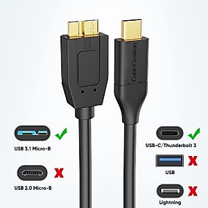 CableCreation Short Micro B to USB C Hard Drive Cable Bundle with 5-in-1 USB C Hub with HDMI, USB 3.0, Power delivery