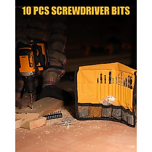 WORKSITE 102PCS Drill Bits Set and Screwdriver Bits for Metal, Wood, Masonry, Drilling and Driving Accessories with Screws, Anchors and Roll Tool Pouch