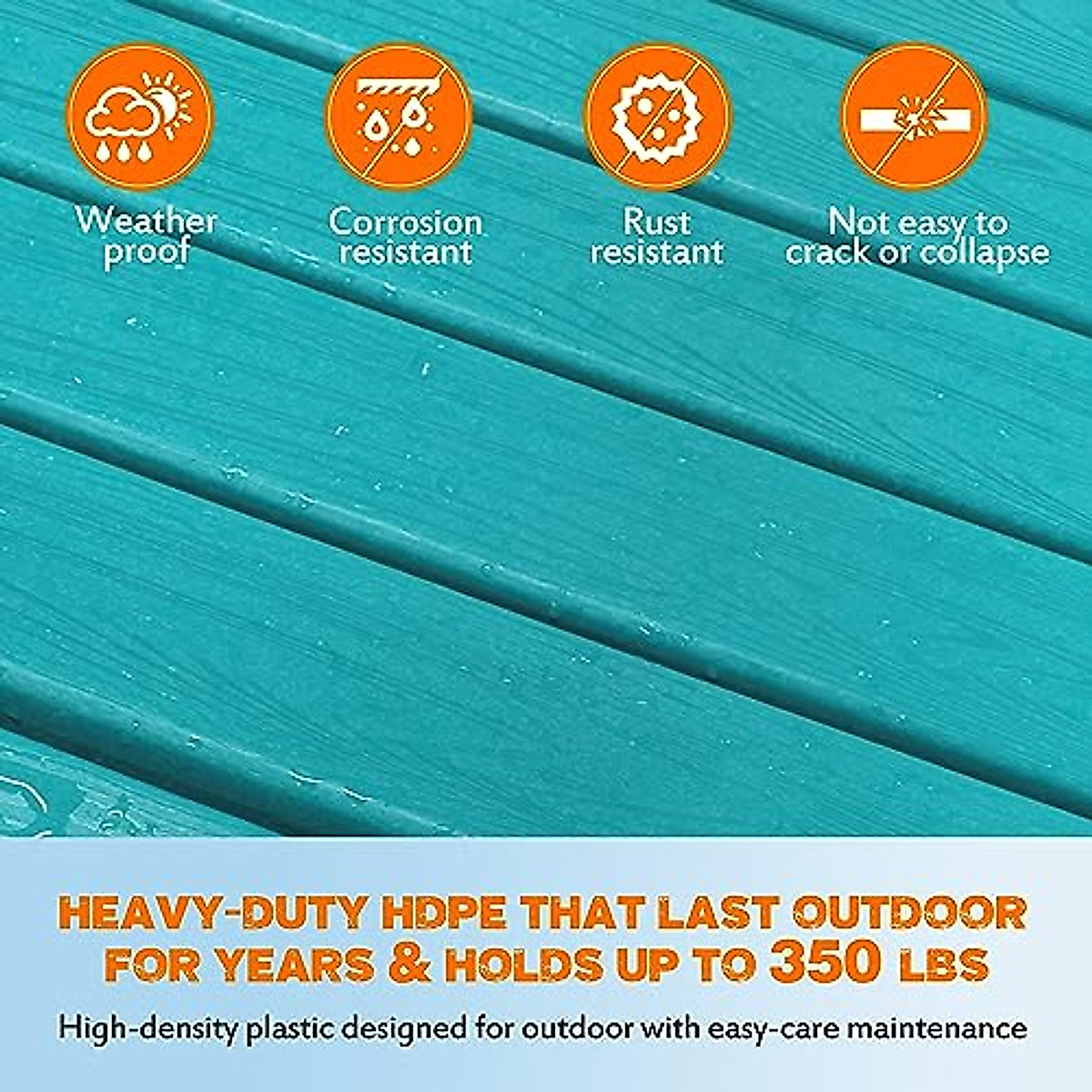 VEIKOU Rocking Chairs for Outside, HDPE Outdoor Rocking Chairs Set of 2, Heavy Duty Porch Rocker Supports 350lbs, All Weather Rocking Chair w/High Back & Wide Seat, (Blue, 2 Chairs)