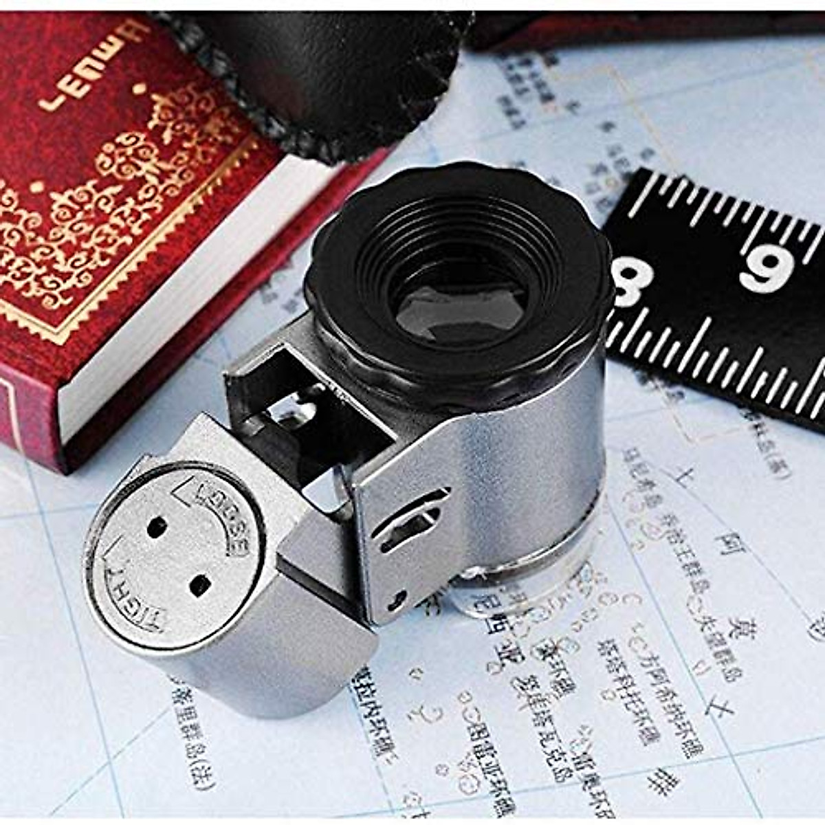 TFIIEXFL Magnifier，Mini Portable Microscope with Light Zoom Pocket Size Handheld Microscopes for Jewelers Eye