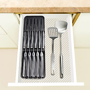 Knife Drawer Organizer Tray for Knives GMEZZO Knife Block Knifes Holder in kitchen drawer, Small, Black