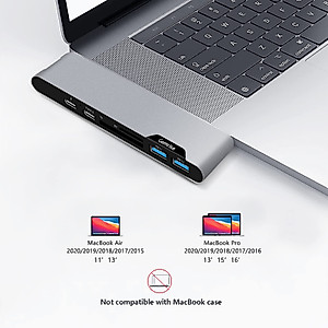 USB C Adapter for MacBook Pro/MacBook Air M1 2020 2019 2018 13" 15" 16", 7 in 2 USB C Hub for MacBook with thunderbolt 3 USB C Port 100W Power Delivery 5K HDMI USB C 2-USB A SD and microSD Card Reader