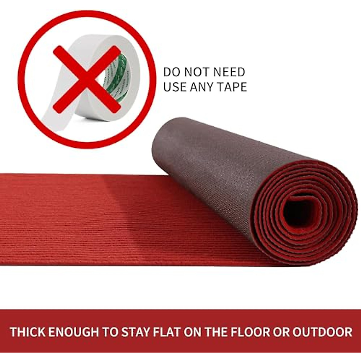 HOMBYS 450 GSM Thickness Red Carpet Runner for Party, Extra Thick & Non-slip Felt Rug Red Aisle Runner Rug for Special Events, Wedding Hollywood Oscars, 2.6 * 30 ft