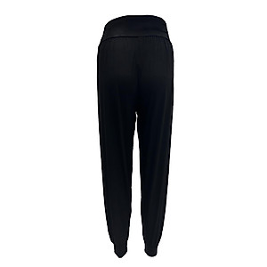 TAIKMD Kids Girls Harem Pants Dancewear Basic Classic Stretchy Loose Yoga Hip Hop Jazz Bootcut Latin Running Long Trousers (11-12, Black)