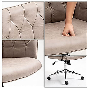 Vinsetto Modern Mid-Back Tufted Microfiber Home Office Desk Chair with Adjustable Height, Swivel Adjustable Task Chair with Padded Armrests, Light Grey