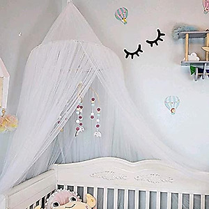 Boho Baby Mobile Neutral Baby Crib Mobile Nursery Cot Mobile Handmade Felt Ball Crib Mobile Pom Pom Mobile Ceiling Mobile Kids Room Nursery Decor（White-Clouds）