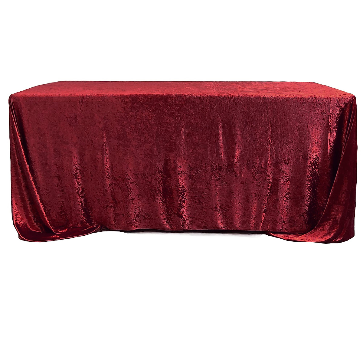 YOUR CHAIR COVERS - 90 x 132 Inch Rectangular Crushed Velvet Tablecloth for 6 ft. Rectangular Tables Wedding, Party, Dining, Banquet and Events - Burgundy