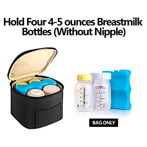 LUXJA Breast Pump Bag with Breastmilk Cooler Bag (Hold Four 5 Ounce Breastmilk Bottles), Leather Handle Breast Pump Tote for Working Mothers (With a Laptop Pocket), Black