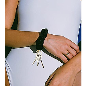 SAM & LORI Wristlet Keychain for Women Bracelet Gift Circle Car key Ring Wrist Holder Strap Mom Mothers Day Wristband Bangle Black Leopard Cheetah Bulk Mama Cow Gold Cute Stretchy Scrunchie Birthday