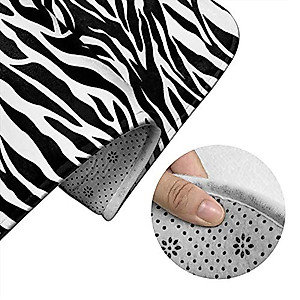 KiOrPeel Zebra Print Bathroom Rugs Set Bath Mat 3 Piece Set Anti-Slip Absorbent, for Bathroom Toilet Living Room Home Decor, One Size