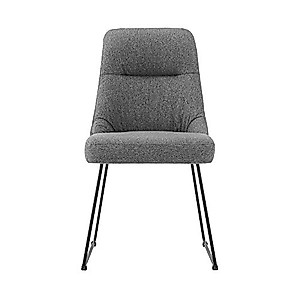 Armen Living Quartz Gray Fabric and Metal Dining Room Chairs-Set of 2, 34" H