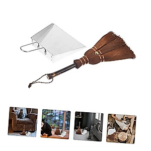 SECFOU 1 Set Pet Broom Dustpan Dust Pan Desktop Cleaner Multi-Function Mini Dustpan Small Broom and Dustpan Home Accessory Whisk Broom Tabletop Small Dustpan Pet Pooper Scooper Coir