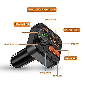 Xtreme Digital Lifestyle Accessories Armor All Wireless Bluetooth FM Transmitter with Dual Port USB Charging, Voice Controls, Bass Boost, Hands-Free Calling and Music Streaming,Block,AHF9-1010-BLK