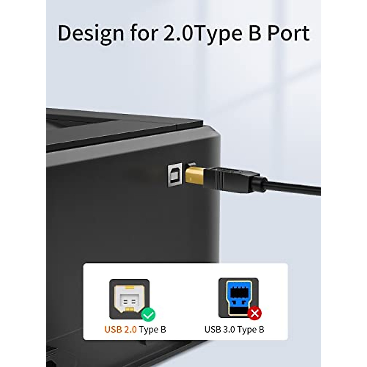 CableCreation USB B to USB C Printer Cable 6.6 FT, USB C to USB B Printer Cable for MacBook Pro, Air, USB C MIDI Cable for Yamaha Casio Digital Piano MIDI Controller DJ Controller, 2M Black