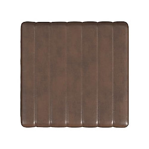 Spatial Order Modern Channel Tufted Faux Leather Ottoman Home Décor|Ottoman for Living Room & Bedroom - Brown Faux Leather