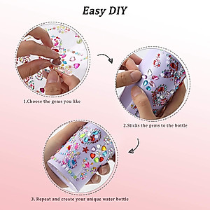 HULASO Gifts for Girls Decorate Your Own Water Bottles with Rhinestone Glitter Gem Stickers - Valentine's Day Gift Girls DIY Arts and Crafts, BPA Free Stainless Steel Vacuum Insulated Mug (17 OZ)