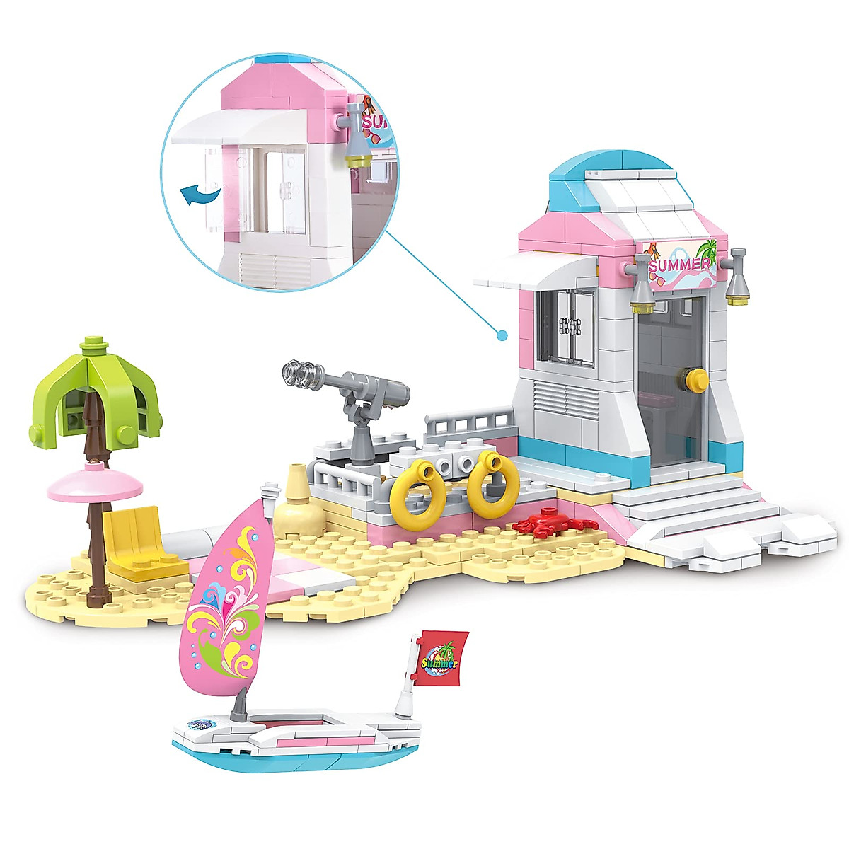 3in1 Girls Boat Cruise Ship Building Sets Friends Beach House Rescue Helicopter Building Kits Summer Holiday Adventures STEM Building Toys Creative Play Set Gift for Kids Aged 6-12, 351 Pieces